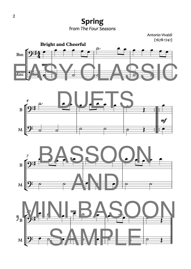 Easy Classic Bassoon and Mini-Bassoon Duets – Wild Music Publications